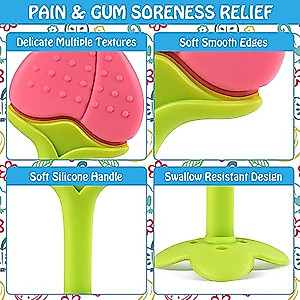 Teething Toys (5 Pack) - Tinabless Infant Teething Keys Set, BPA-Free, Natural Organic Freezer Safe for Infants and Toddlers, Silicone Baby Teethers