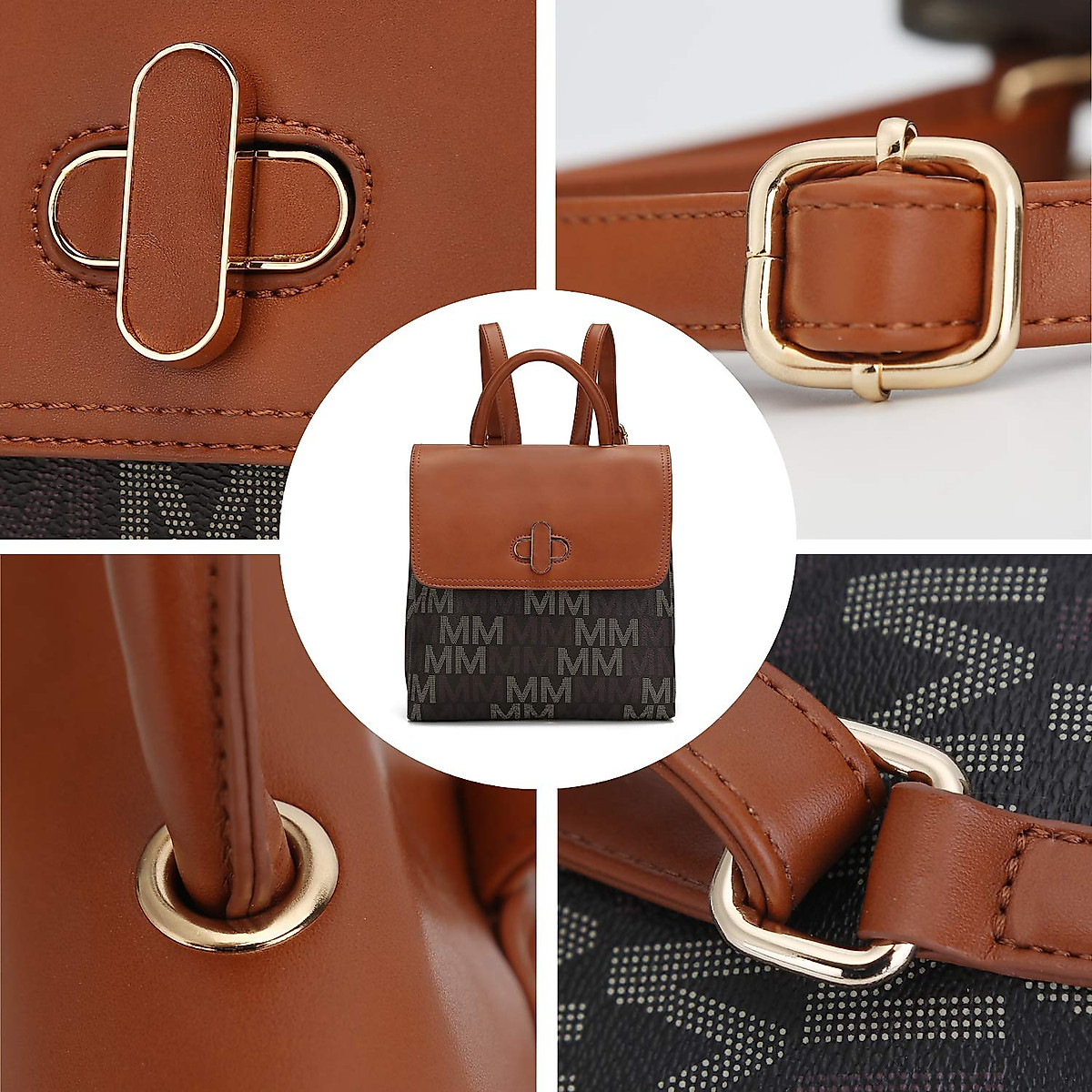 MKF Collection Travel Backpack for Women, Vegan Leather Carry on Backpack Top-Handle Ladies Fashion Bookbag