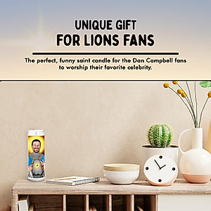 Coach Dan Campbell Candles - Funny Gift Saint Candle - Votive Glass Jar White Candle-Devotional Candles for Lions Lovers - Handmade Wax Candles - Unique Novelty Gift for Football Lovers