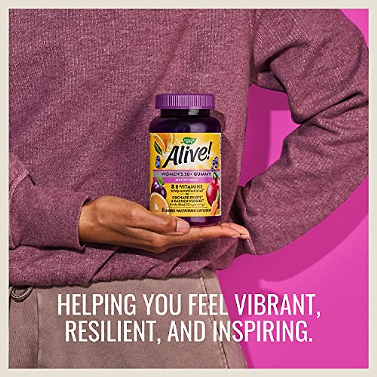 Nature’s Way Alive! Women’s 50+ Gummy Multivitamins, Essential Vitamins & Minerals, Supports Whole Body Wellness*, Vegetarian, Mixed Berry Flavored, 60 Gummies