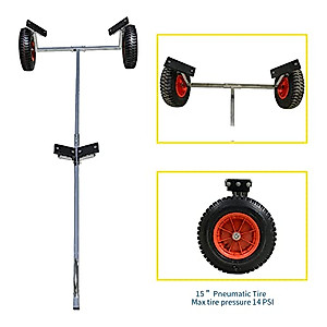 BRIS Stainless Steel Boat Launching Wheels Hand Dolly for Small Inflatable Boat Trailer