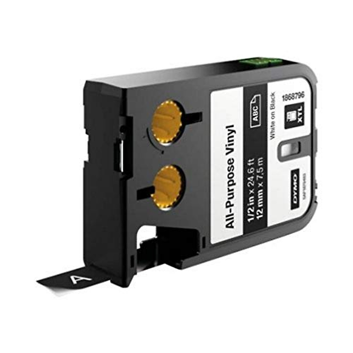 DYMO 1868796 All-Purpose Labels for DYMO XTL Label Makers, 1/2" - White on Black