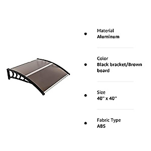 VERYKE Window Awning Door Canopy ,40'' x 40'' Door Awning with Overhead Door Cover Front Door Outdoor Patio Canopy Sun Shetter,UV,Rain Snow Protection Hollow Sheet