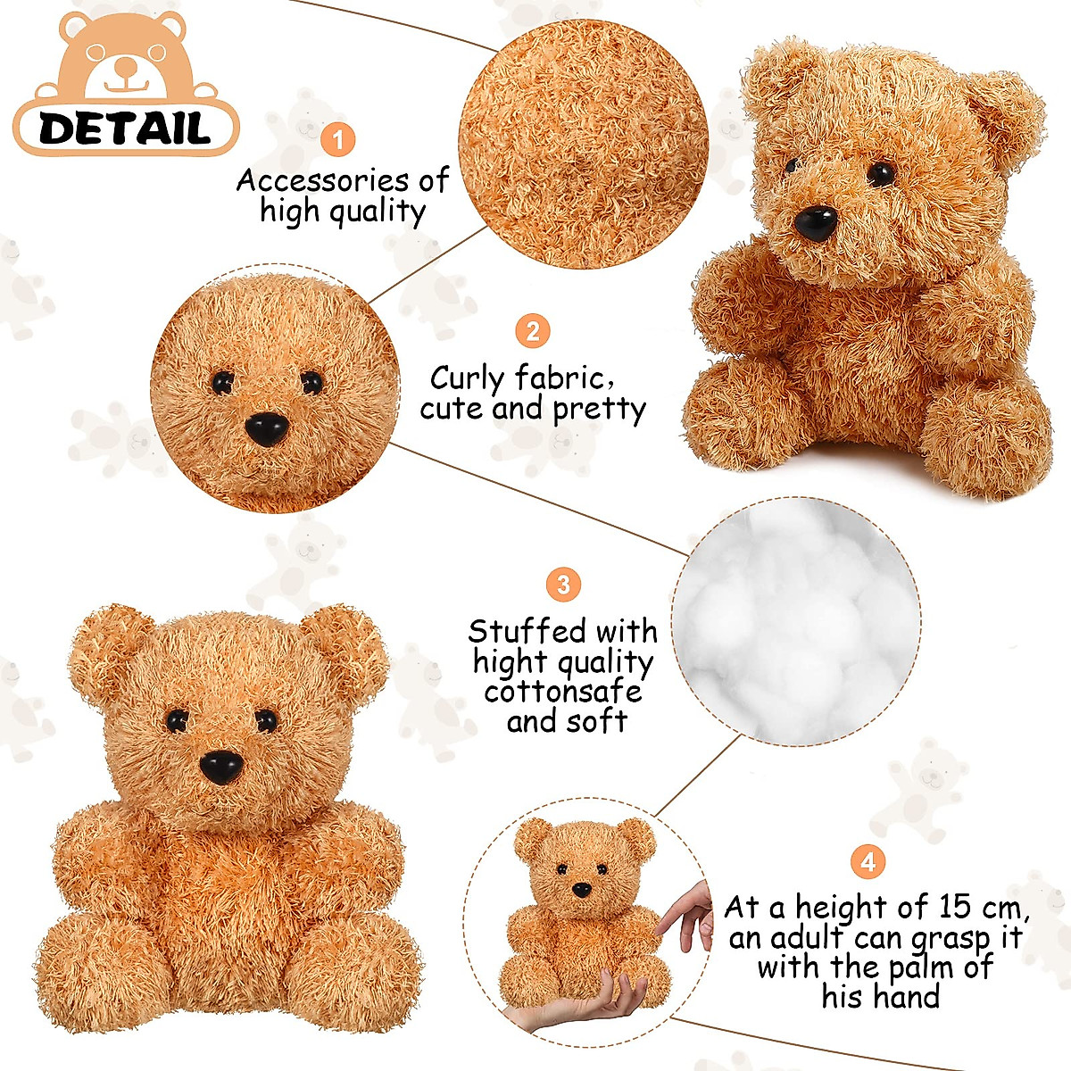 Threan 8 Pieces Mini Plush Bears 6 Inch Small Bear Stuffed Animal Toys Soft Bear Doll Wedding Present Box Stuffers for 2022 Graduation Baby Shower Birthday