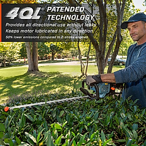 SENIX 4QL 26.5 cc 4 Cycle 22-Inch Gas Hedge Trimmer, Garden Tool to Trim Shrubs, Bushes, and More, Double Sided Dual Action Blades, 1-1/8" Cutting Capacity, Includes Blade Cover (HT4QL-L)