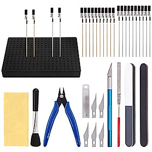 Keadic 37Pcs Model Tool Paint Kit Includes Professional Gundam Model Basic Tools, Painting Stand Base Holder and Alligator Clip Sticks Modeling Tools for Airbrush Hobby Model Building Parts Assemble