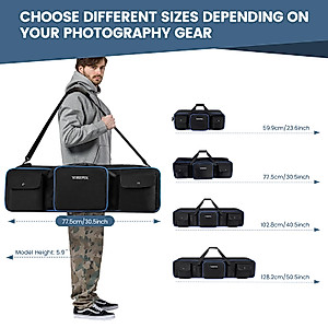 YOREPEK Tripod Carrying Case Bag 50.5", Durable Light Stand Bag with 2 Removable Padding, Photo Studio Equipment Case for Tripods, Monopods, Speaker Stands, Umbrellas, Gear, Mic Stand, Tent Pole