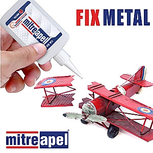 MITREAPEL Ca Glue with Activator (2 x 1.7 oz - 2 x 6.7 fl oz), Ca Glue for Woodworking, Cyanoacrylate Glue and Activator for Wood, Plastic, Metal, Leather, Ceramic and Craft - Instant Bond - 2 Pack