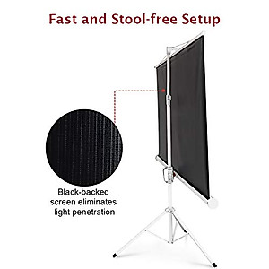 Safstar 100" Tripod Projection Screen, Portable Tripod Floor Stand Manual Pull up Home Theater Office Presentation Projector Screen 87" x 49" Viewing Area