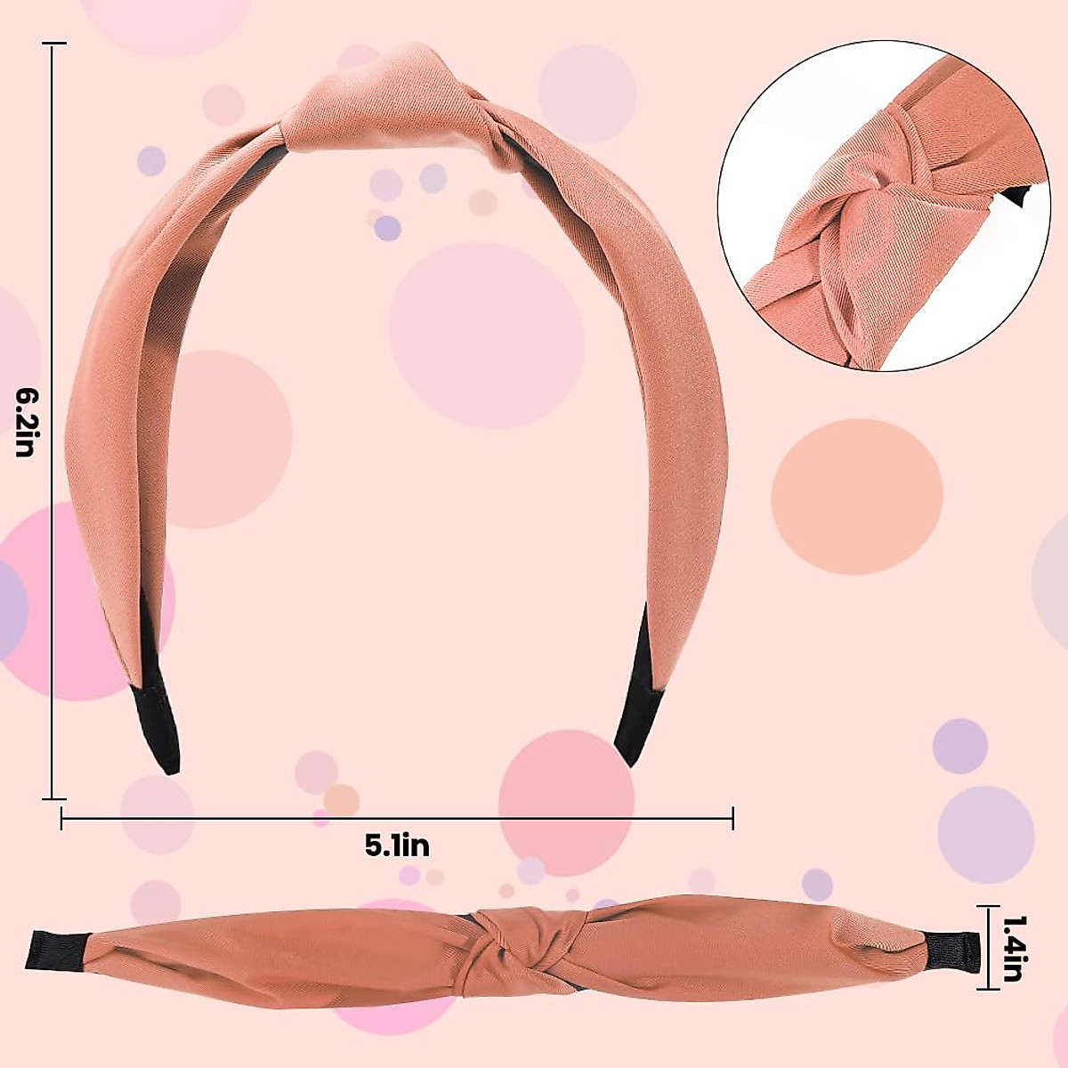 DIYDEC 7PCS Knotted Headbands for Women, Fashion Hairbands for Girls Wide Elastic Non Slip Top Knot Hair Hoops Head Bands Accessories