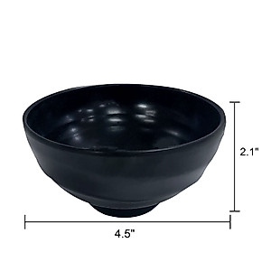 Ganydet Black Dip Bowls 6 Packs, 8.5oz Melamine Bowls, Small Dessert Bowls Soup Bowls, Matte Black Plastic Bowls for Rice Soup Ice Cream Snacks Side Dishes Dipping Sauces, 4.5'' × 2.1''