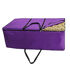 HYXITVCG Hay Bag, Heavy Duty Hay Bale Storage Bag, Extra Large Tote Hay Bale Carry Bag, Portable Horses Goats Livestock Hay Bale Bag with Zipper and Handle (45'' x 23'' x14'')