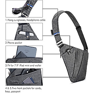 NIID FINO Sling Bag Multipurpose Slim Backpack waterproof and Anti-Theft Travel Chest Bag for Men Women(Right Hand)