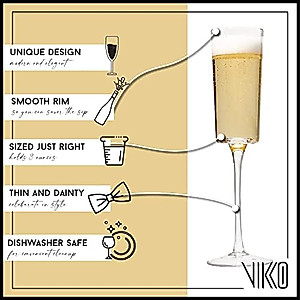 Vikko Champagne Flutes, Large 8 Oz Capacity, Crystal Clear Champagne Glasses, Set of 2 Elegant Sparkling Wine Glasses