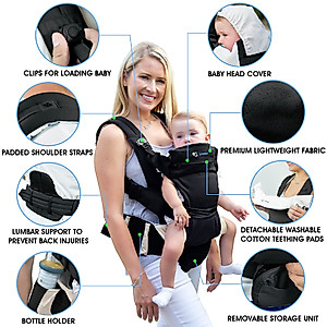 Organic Baby Carrier Newborn to Toddler–Infant&Child Carrier with Lumbar Support