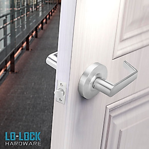 LO-LOCK HARDWARE Commercial Lever Door Lock - Heavy-Duty Locking Door Handle, ADA Door Handles, Cylindrical Lever Lock, Non-Handed Grade 2 Industrial Door Handle, 26D Satin Chrome, Entrance w/Clutch