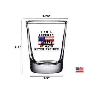 Rogue River Tactical I am a Veteran My Oath Never Expires Shot Glass Gift For Military Vet