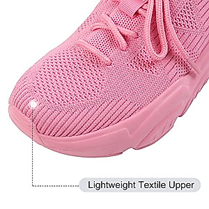 Hasina Womens Walking Shoes Slip On Mesh White and Hot Pink Sneakers Lightweight Breathable Comfortable Casual Running Shoes （Pink,7）