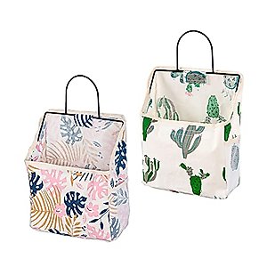 XIAOQI 2Pack-Wall Hanging Storage Bag, Waterproof Over The Door Closet Organizer Hanging Pocket Organizer, Linen Cotton Organizer Box Containers for Bedroom, Bathroom Dormitory