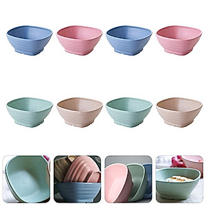 Cabilock 8pcs Square Wheat Straw Bowls Unbreakable Bowls Cereal Bowls Rice Bowls Deal for Breakfast, Oatmeal, Soup, Noodle, Snack