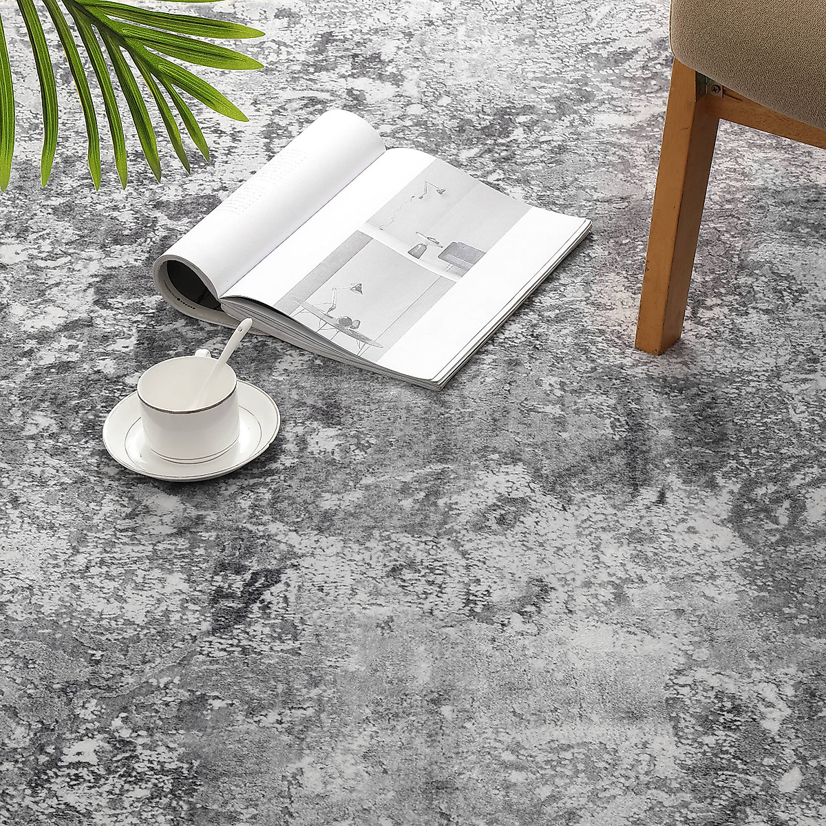 Area Rug Living Room Rugs: 5x7 Indoor Abstract Soft Fluffy Pile Large Carpet with Low Shaggy for Bedroom Dining Room Home Office Decor Under Kitchen Table Washable - Retro Gray