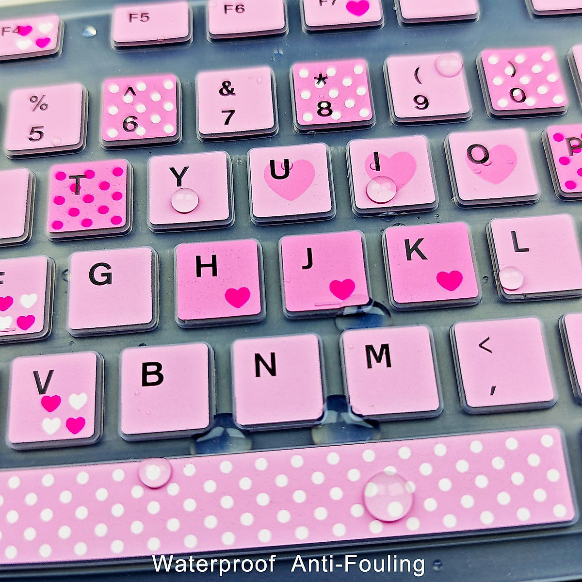 YongMai Keyboard Covers for Dell KM636 KB216 Wireless Wired Keyboards, Dell Optiplex 5250 3050 3240 5460 7450 7050/Dell Inspiron AIO 3475 3670 3477 Silicone Desktop Computer Keyboard Skins (Love Bear)