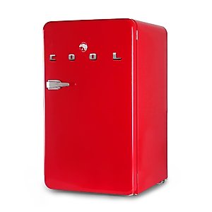 Commercial Cool CCRR32HR 3.2 Cu. Ft Freezer, Vintage Style Refrigerator, with Slide-Out Glass Shelves & Tall Bottle Storage, Retro Fridge, Red