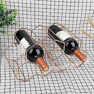 DOUBA Metal Honeycomb Wine Rack Wine Bottle Storage Desktop Wine Rack Hexagonal 9 Bottle Wine Rack Display (Color : E, Size
