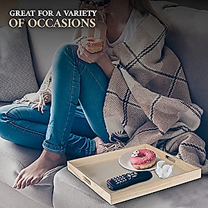 Hammont Wooden Square Nested Serving Trays (Largest Tray is 16") 5 Piece Set of Wood Trays for Crafts with Cut Out Handles | Kitchen Nesting Trays for Serving Pastries, Snacks, Mini Bars, Chocolate