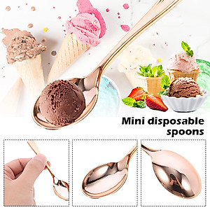 Yardwe 24pcs Disposable Plastic Mini Spoons Disposable Dessert Spoons,Gold Plastic Tasting Spoons for Desserts, Sampling, Ice-cream or Appetizers(Rose Gold)