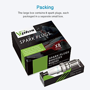 Vplus 8PCS Platinum Spark Plug, Replaces# 3186, TR5GP Compatible with Chevy Silverado 1500 2500 HD, Tahoe, Sierra 1500, Suburban 1500, Express 2500 3500, Escape, Yukon,Corvette 5.3L 6.0L V6 V8