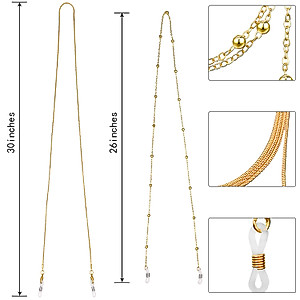 Frienda 6 Pieces Eyeglass Chains Elegant Eyewear Retainer Beaded Eyeglass String Holder Glasses Strap (Silicone Buckle Style)