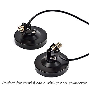 TWAYRDIO Angle Adjustable 180° Radio Antenna Magnetic Mount 4 Inch Base with Stainless Steel Car Clip Antenna Mount Trunk Lid Hatchback Mount Bracket and SO239 to PL-259 16.4ft RG-58 Coaxial Cable