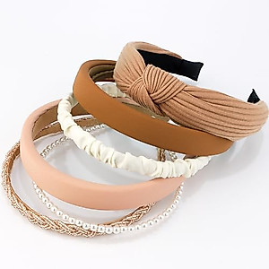 AHONEY 7 Pack Headbands for Women Girls Headbands Trendy Non Slip Hairbands Cute Hair Accessories Multi-style Headband Pack Diademas Para Mujer (Neutral)