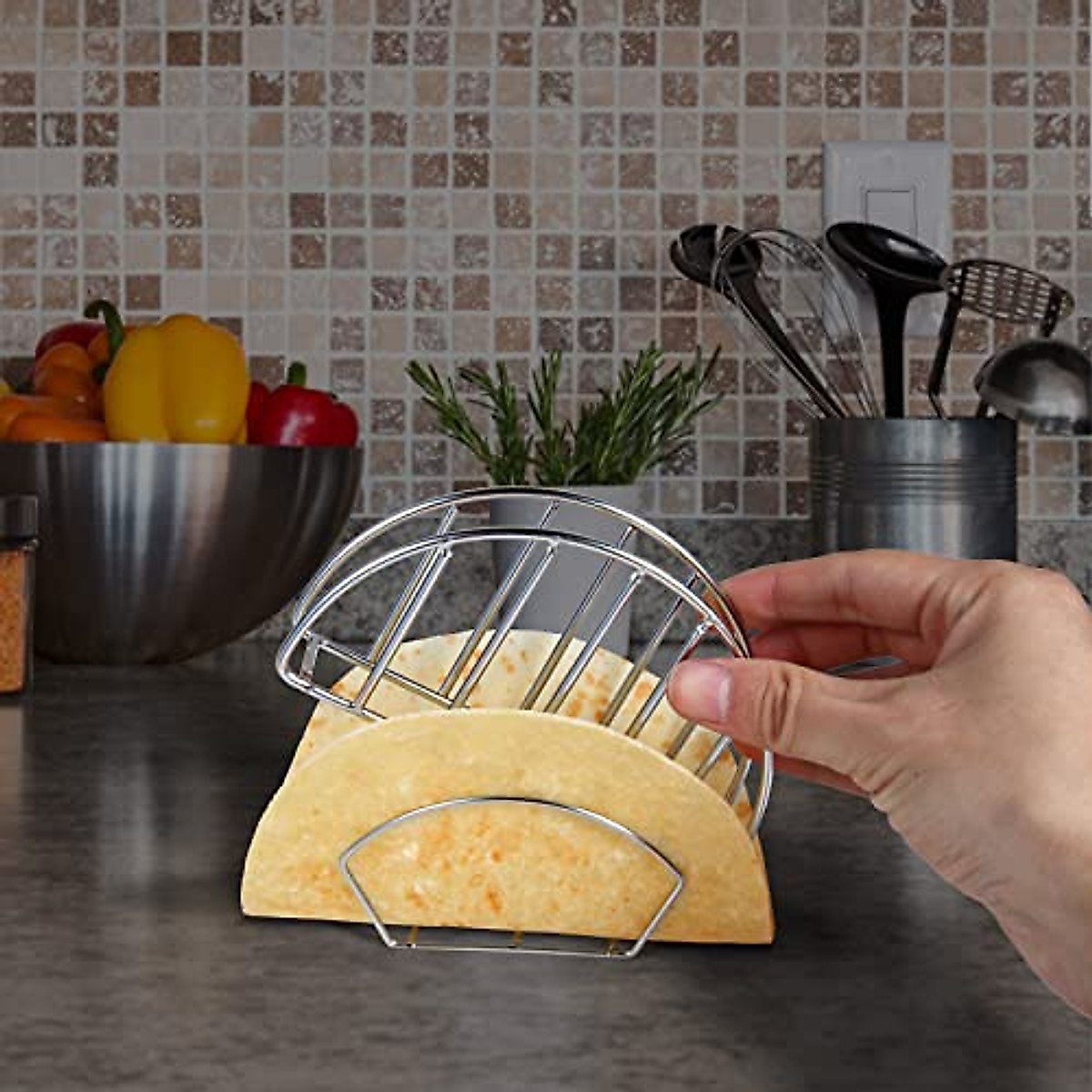 Yaoxianwu Taco Shell Mold Stand - Stainless Steel Tacos Shells Maker for Baking, Fryer or Air Frying Make Crispy Flat-Bottom Tacos Shells Holder Stand Tortilla Maker at Home (Pack of 2 Sets)