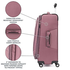 Travelpro Maxlite 5 Softside Expandable Luggage with 4 Spinner Wheels, Lightweight Suitcase, Men and Women, Dusty Rose Pink, Checked-Medium 25-Inch