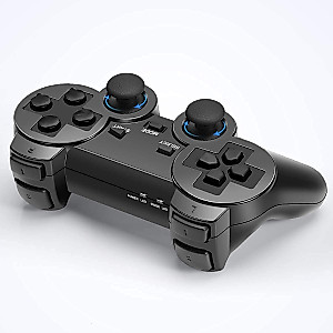 Rzzhgzq 2 Pack PS3 Wireless Controller Playstation 3 Controller Wireless Bluetooth Gamepad with USB Charger Cable for PS3 Console (Black+Blue)