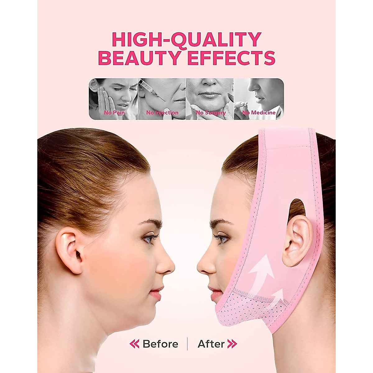 FairyFace Reusable V Line Lifting Mask, Double Chin Reducer, Chin Strap, Face Belt, Lift and Tighten the Face to Prevent Sagging, Create a V Shaped Face Full of Vitality