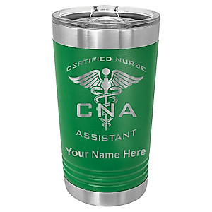 LaserGram 16oz Vacuum Insulated Pint Tumbler, CNA Certified Nurse Assistant, Personalized Engraving Included (Green)