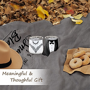 Giveena Wedding Gift For Couple 2024 Unique - Stainless Steel Wine Tumbler & 55x70 inch Fleece Blanket Bridal Shower Gifts - Cool Newlyweds Gifts & Christmas Presents For Newlyweds - Bride To Be Gifts