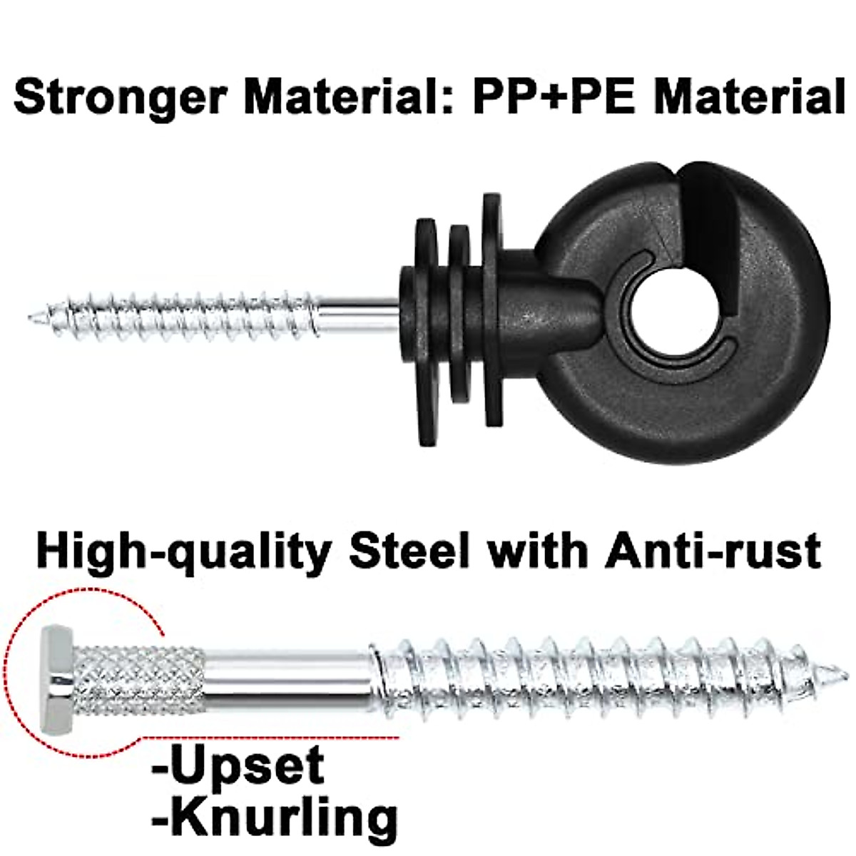 Upgraded Electric Fence Poly Wire 660 Feet 200 Meters 1/8" Dia Portable Electric Fencing Polywires and 100 Pcs Black Electric Fence Insulator