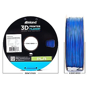 Inland PLA 3D Printer Filament 1.75mm - Dimensional Accuracy +/- 0.03mm - 1kg Cardboard Spool (2.2 lbs) – Fits Most FDM/FFF Printers – Odor Free, Clog Free Filaments - Blue