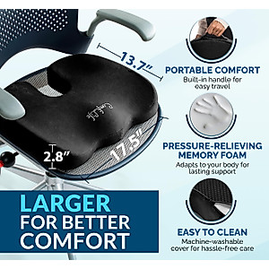 ComfiLife Gel Enhanced Seat Cushion - Non-Slip Orthopedic Gel & Memory Foam Coccyx Cushion for Tailbone Pain - Office Chair Car Seat Cushion - Sciatica & Back Pain Relief (Black)