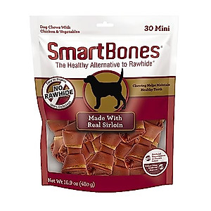 SmartBones Real Sirloin Mini Chews, 30 Count (Pack of 1)