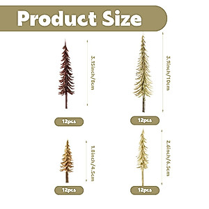 LUEYAO Mini Model Miniature Trees Mixed Train Scenery Architecture Trees Fake Trees for DIY Crafts Building Model Scenery Landscape Brown 1.8-3.9 inch 48 PCS