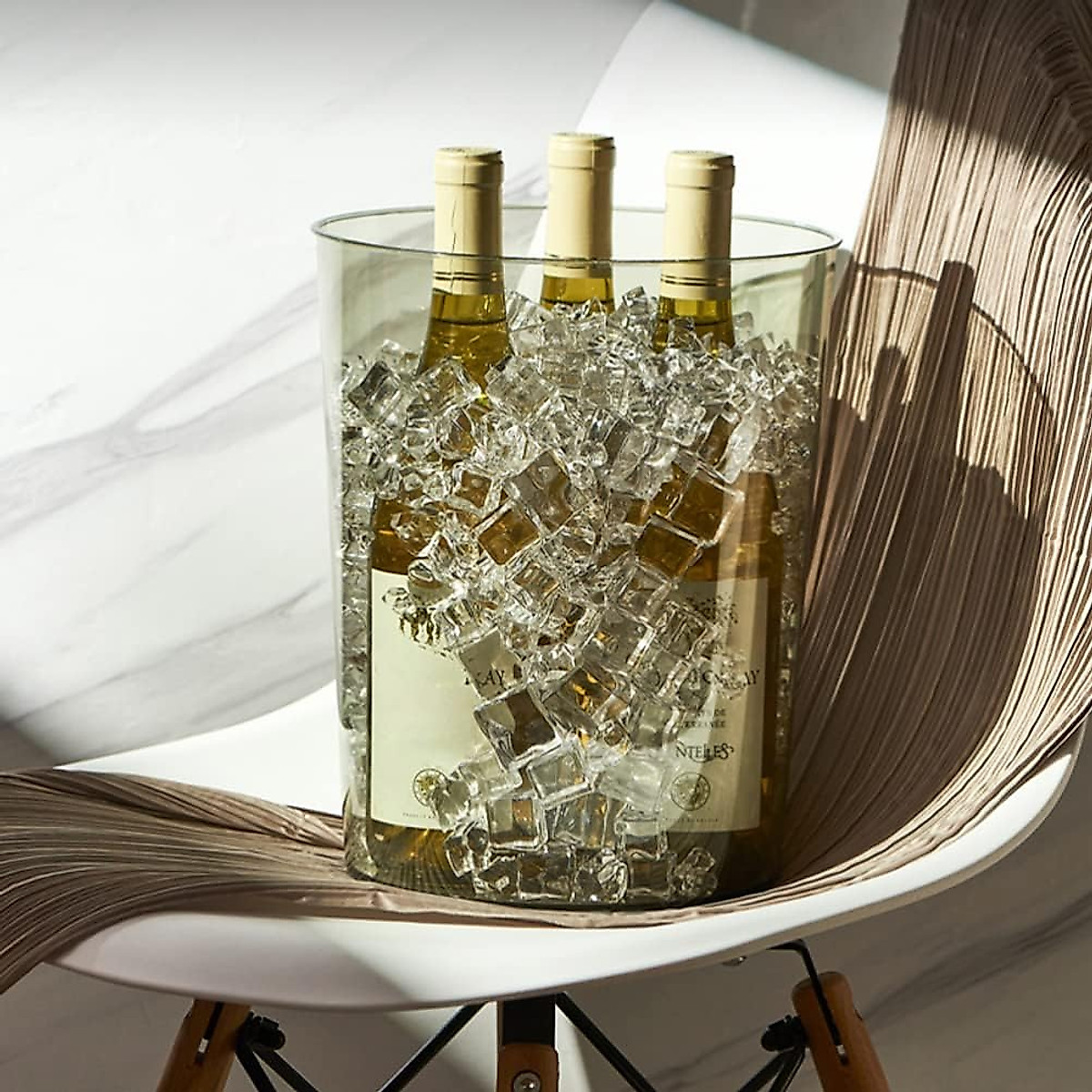 LIFKOME Trash Bin Trash Cans Plastic Wastebasket Small Trash Can Round Garbage Container Bin Party Beverage Chiller Bin for Bathroom Bedroom Office Clear Green Trash Bin Trash Cans