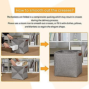 DULLEMELO Collapsible Bundle Baskets 4 Cube Baskets 11"x11"x11" + 2 Narrow Baskets 15"x6"x5.5"（Grey)