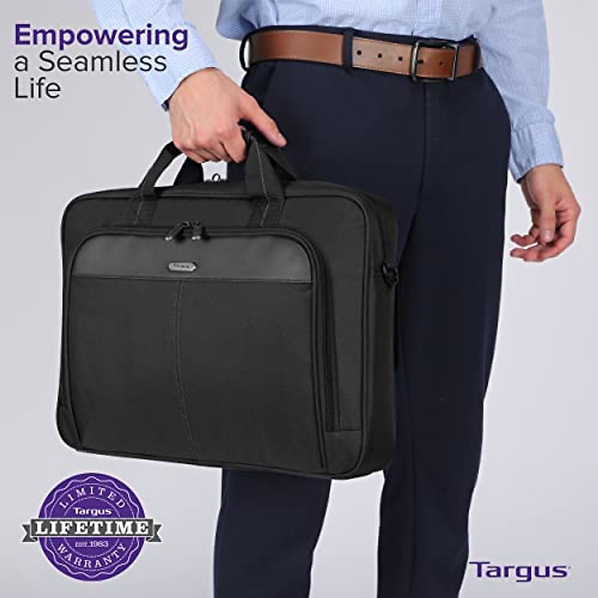 Targus Classic Slim Business Professional Travel and Commuter Bag for 16-Inch Laptop, Black (TCT027US)