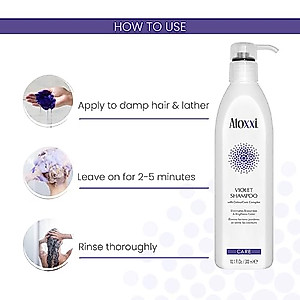 ALOXXI Violet Shampoo - Purple Shampoo for Blonde Hair - Instantly Brightens & Washes Away Brassy Yellow Tones on Blonde, White & Grey Hair - Paraben Free & Sulfate Free, 10.1 Fl Oz