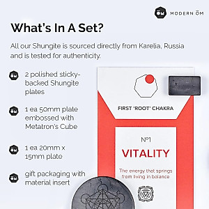 Shungite Plates for Cell Phones, Tablets, Laptops | Shungite Stone Stickers for Electronics with Sacred Geometry – Set of 2, Large Plate with Metatron’s Cube